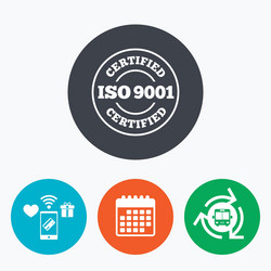Iso certification logo Royalty Free Vector Image
