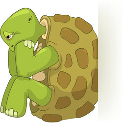 Turtle cartoon hiding in his shell Royalty Free Vector Image