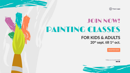 Banner design of painting art classes template Vector Image