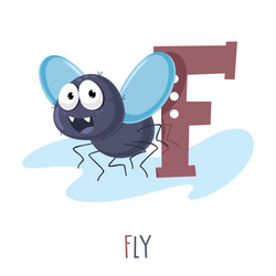 Alphabet letter f and fly Royalty Free Vector Image