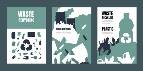 Waste recycling promotional leaflet poster Vector Image