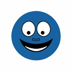 Blue emoji face emoticon icon on white background Vector Image
