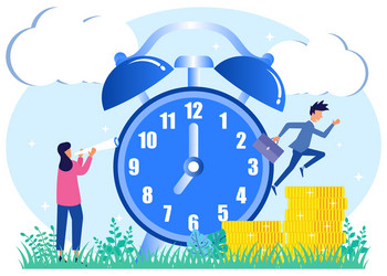 Graphic cartoon character time is money Royalty Free Vector