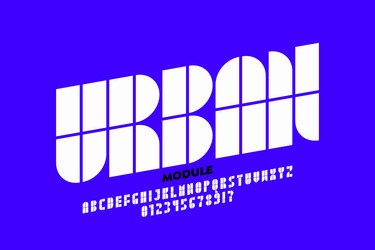 Modular style font alphabet letters and numbers Vector Image