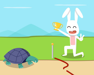 Rabbit ran over the turtle design Royalty Free Vector Image