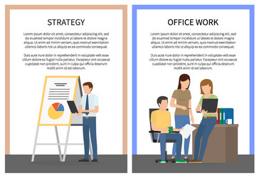 Set of office work successful teamwork posters Vector Image
