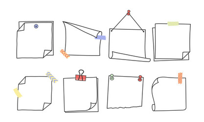 Doodle hand drawn memo notes and reminders Vector Image