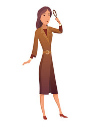 Female private detective or inspector investigate Vector Image