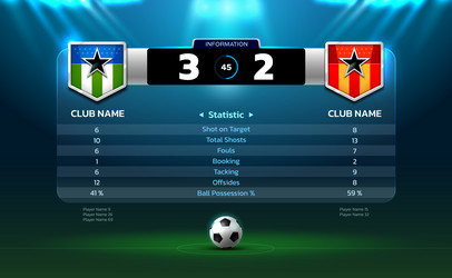 Soccer football stadium spotlight and scoreboard Vector Image