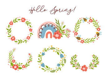 Spring floral rainbow clipart set Royalty Free Vector Image