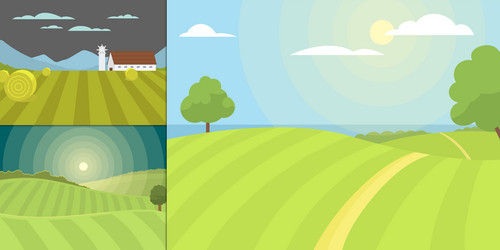 Countryside landscape organic farm field sketch Vector Image