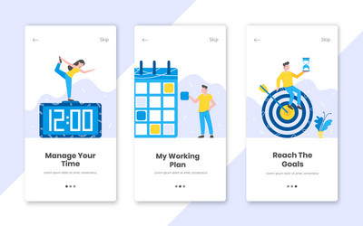 3 vertical time management banners set with work Vector Image