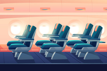 Airplane cabin interior with people aboard Vector Image