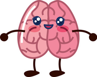 Happy brain cartoon celebrating Royalty Free Vector Image