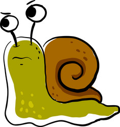 Yellow snail crying on white background Royalty Free Vector