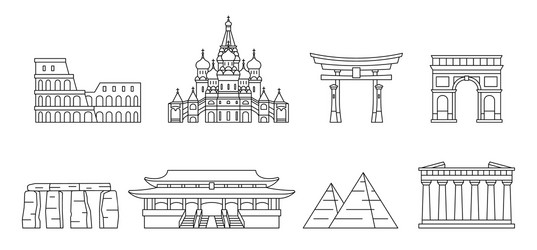 World monuments icons Royalty Free Vector Image