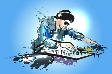 Line sketch dj Royalty Free Vector Image - VectorStock