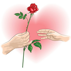 Female hands holding a small gift wrapped with red