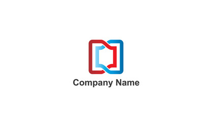 Square connect colored technology logo Royalty Free Vector