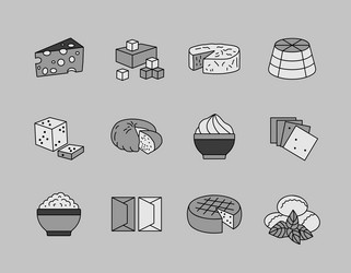 Cheese icon set dairy products sign Royalty Free Vector