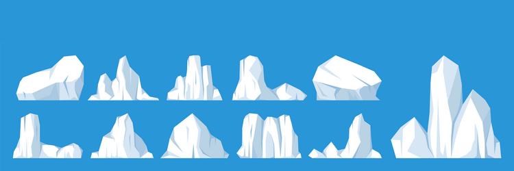 Iceberg collection cartoon melting Royalty Free Vector Image
