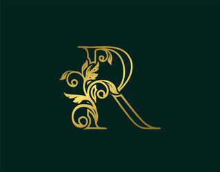 Golden r letter logo design gold Royalty Free Vector Image