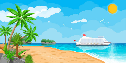 Cruise ship and clear blue water tourism Vector Image