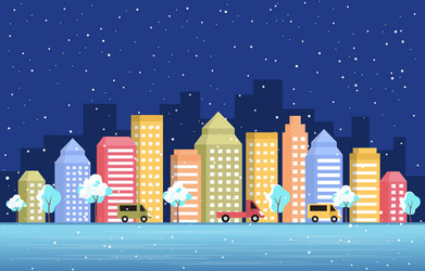 Winter snow tree snowfall city bike landscape Vector Image