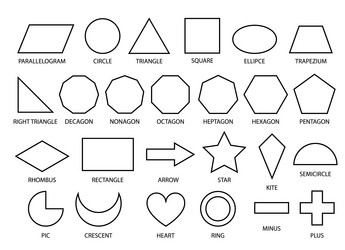 Draw basic geometric shapes color book Royalty Free Vector