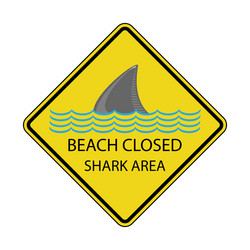 Caution shark icon cartoon danger sign Royalty Free Vector
