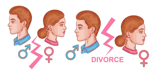 Divorce married couple love relationship break up Vector Image