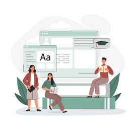 Students learning english language online Vector Image
