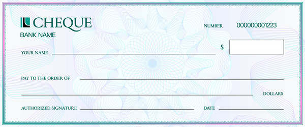 Bank Check Template - Payment Voucher Royalty Free Vector