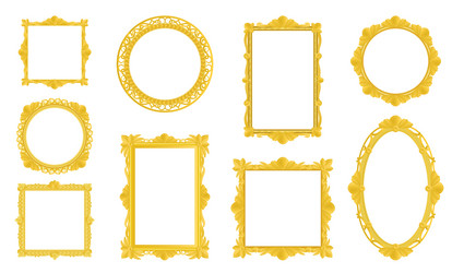 Gold old royal border with floral ornament Vector Image