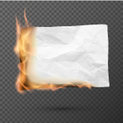 Burning piece of crumpled paper with copy space Vector Image