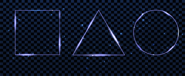 Set of blue luminous frames shining ring Vector Image