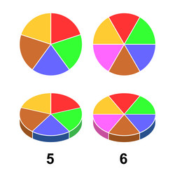 Fraction pie divided into slices fractions Vector Image