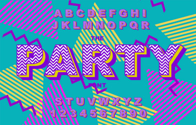 80 s retro alphabet hand drawn letters Royalty Free Vector