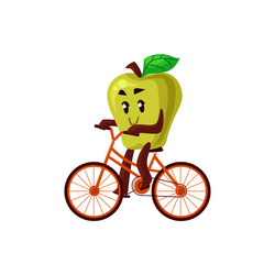 Cartoon funny woman rides a bike isolated Vector Image
