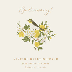 Greeting card with bird and flowers Royalty Free Vector