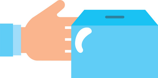 Hand human with box carton packing icon Royalty Free Vector