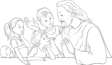 Jesus preaches gospel coloring page Royalty Free Vector