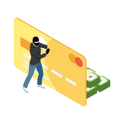 Thief with money sack robbery concept criminal Vector Image