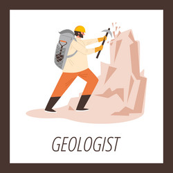 Geologist field work composition with man Vector Image