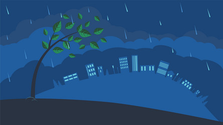 Windy landscape with tree Royalty Free Vector Image