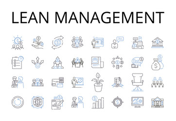 Lean management line icons collection agile Vector Image
