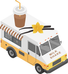 Milk shop truck icon isometric style Royalty Free Vector