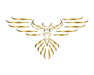 Gold line art eagle with beautiful wings Vector Image