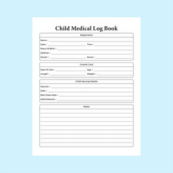 Child medical log book kdp interior child Vector Image
