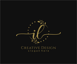 Initial il handwriting logo with watercolor Vector Image